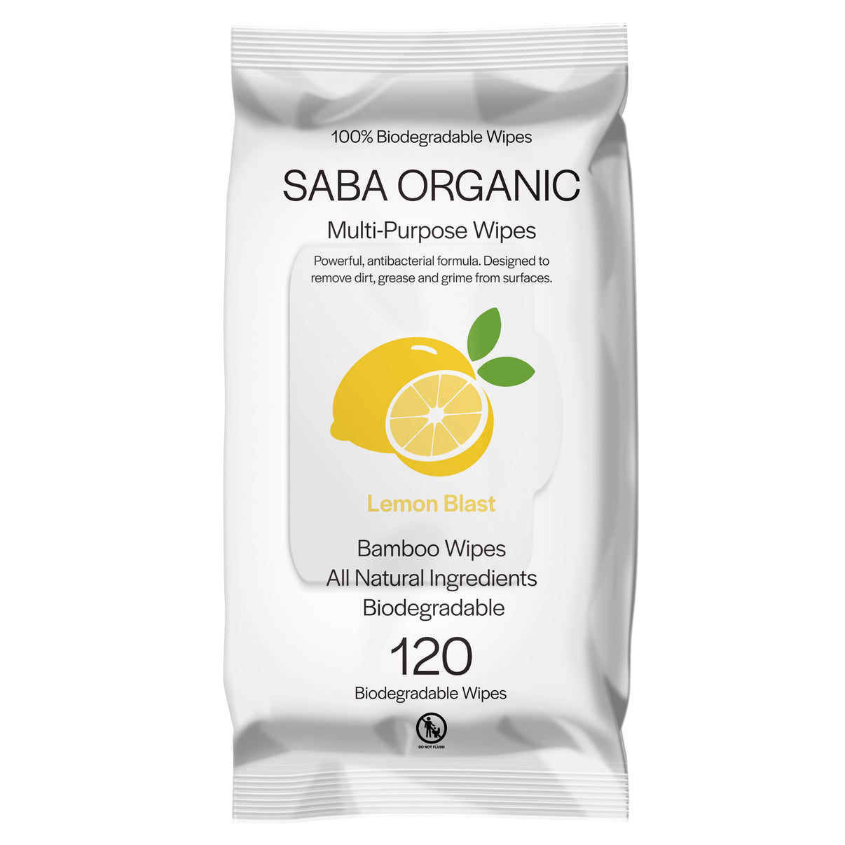 Multi-Purpose Wipe 120 pack - Lemon Blast – Saba Organics